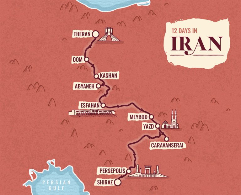 Illustrated Map of Iran | Travel Itinerary for Cultural Tour by Patch ...