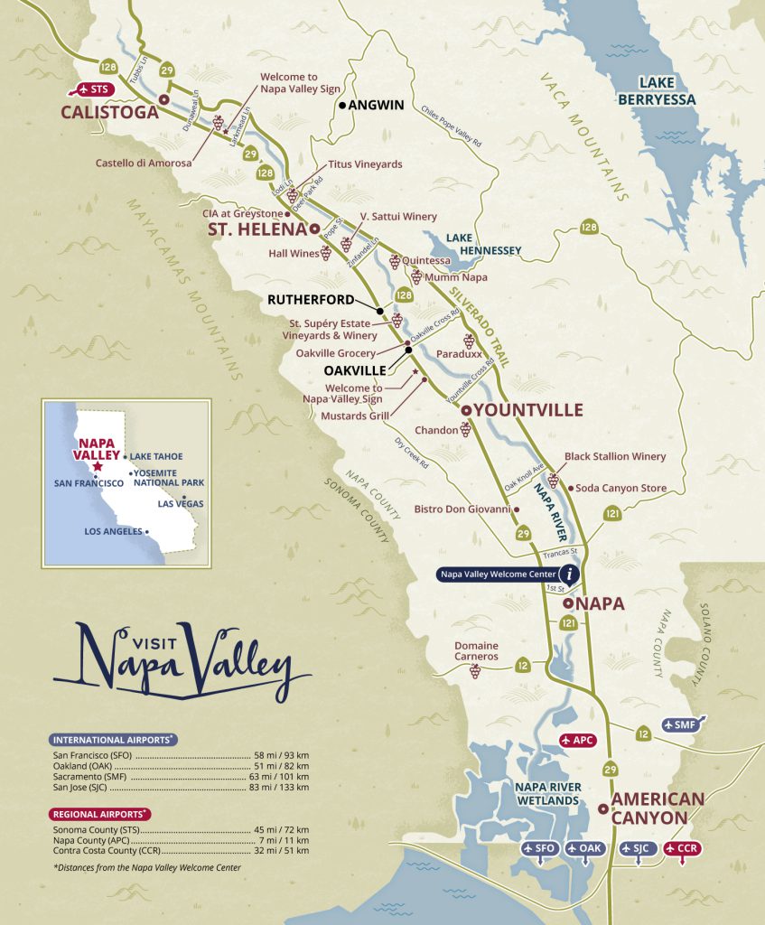 Road Map of Napa Valley | Practical Visitor Map for Visit Napa Valley ...