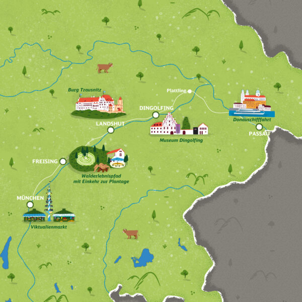 Illustrated Tourist Maps of Bavaria | Deutsche Bahn Regional Travel ...