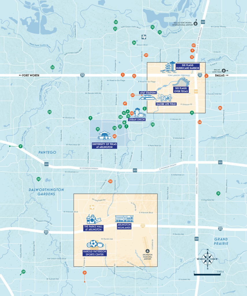 Tourist Map of Arlington, Texas | Illustrated Map for 2025 Visitors ...